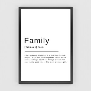 Buy Family Definition Print, Printable Family Wall Art, Modern Home ...