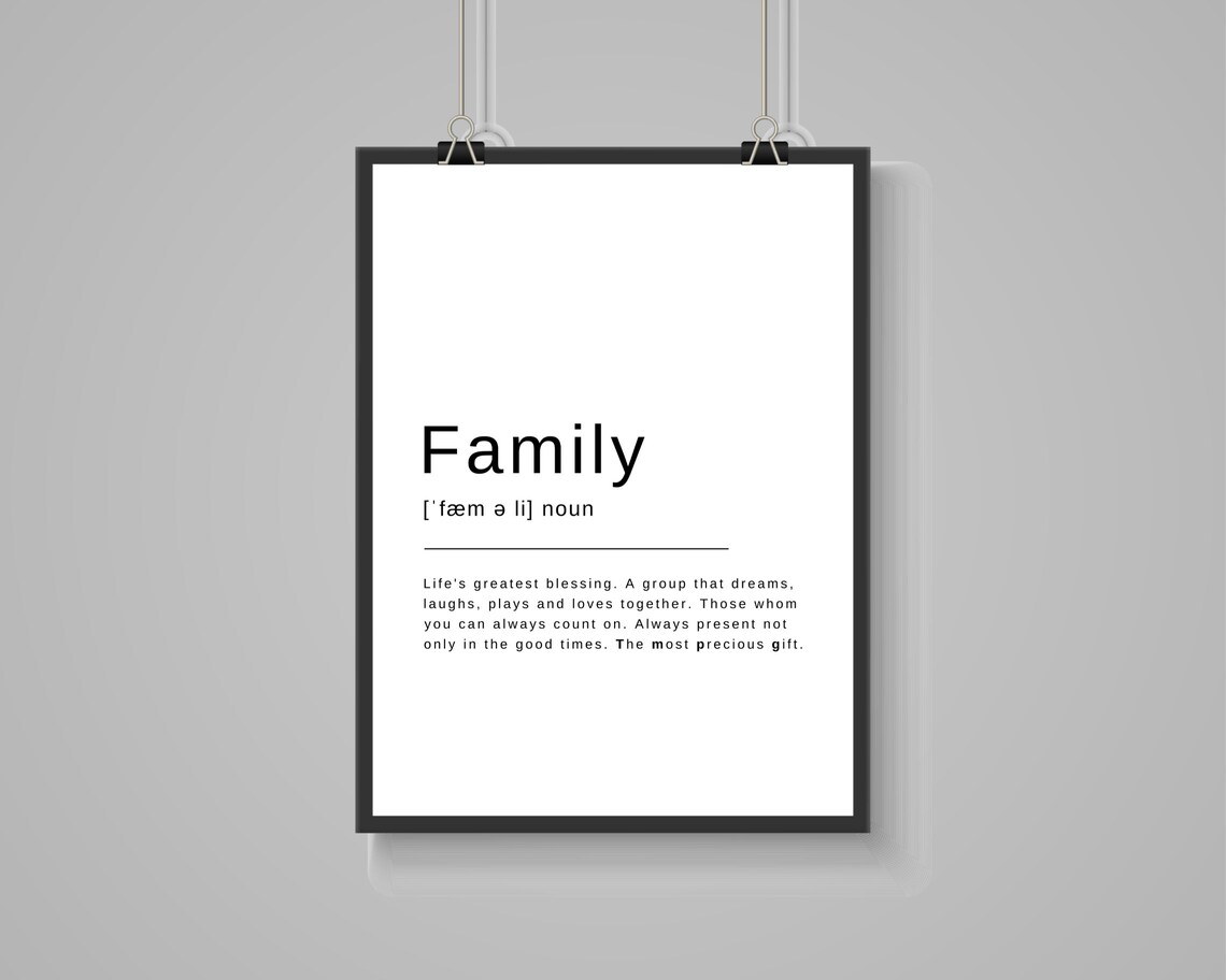 Buy Family Definition Print, Printable Family Wall Art, Modern Home ...