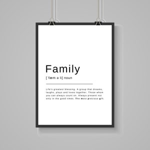 Buy Family Definition Print, Printable Family Wall Art, Modern Home ...
