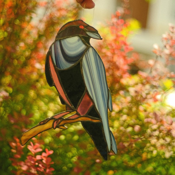Stained Glass Crow Window - Etsy