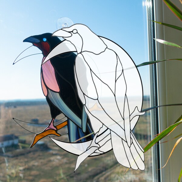 Stained Glass Raven - Etsy