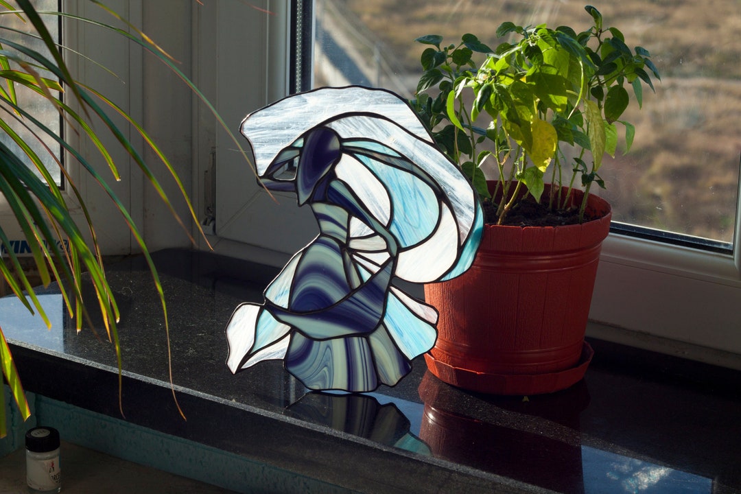 Stained Glass Dancer Suncatcher — Female Figure Window Art, Elegant ...