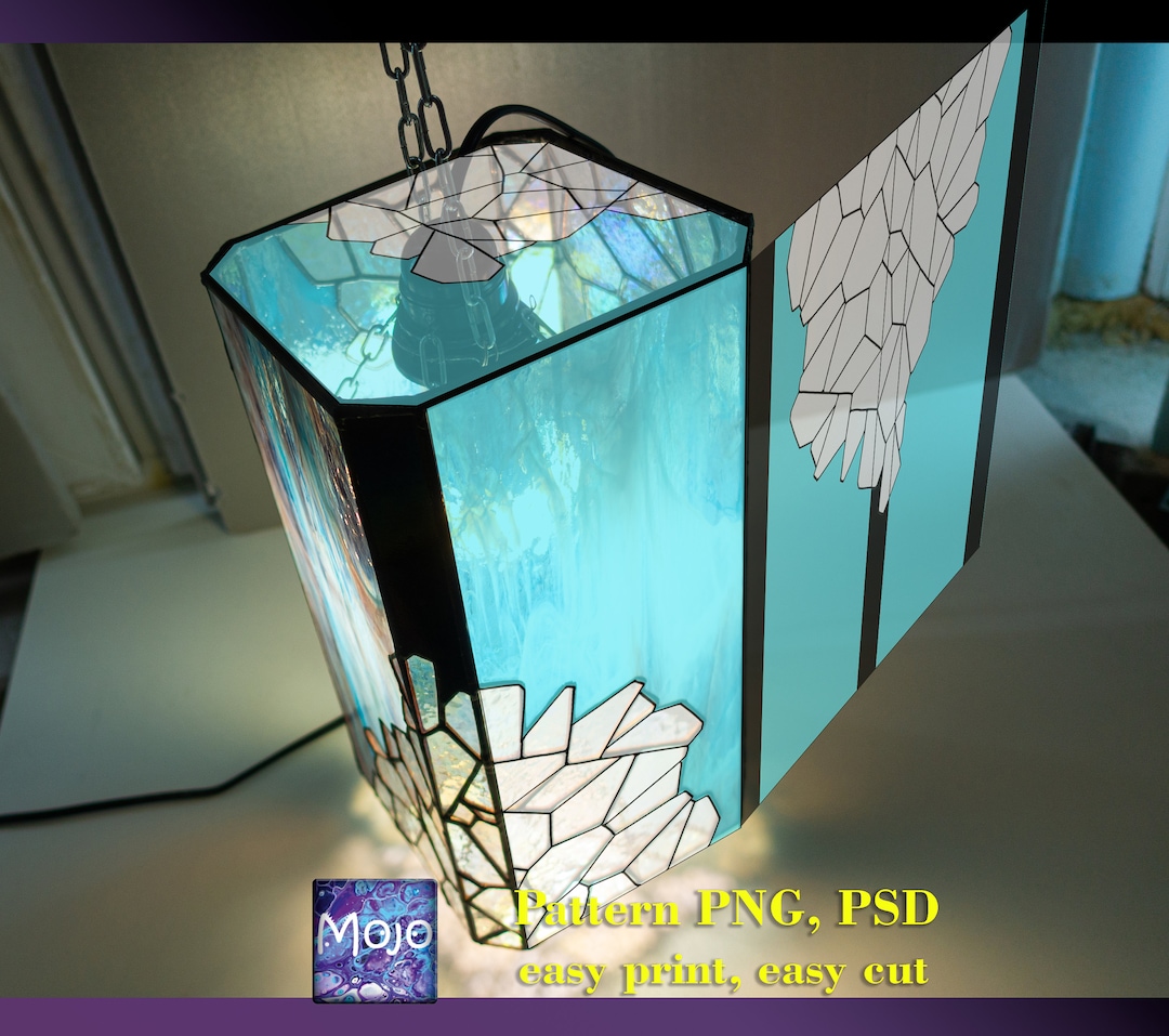 Digital Pattern PSD Geometric Octagon Lamp Stained Glass Window Panel ...