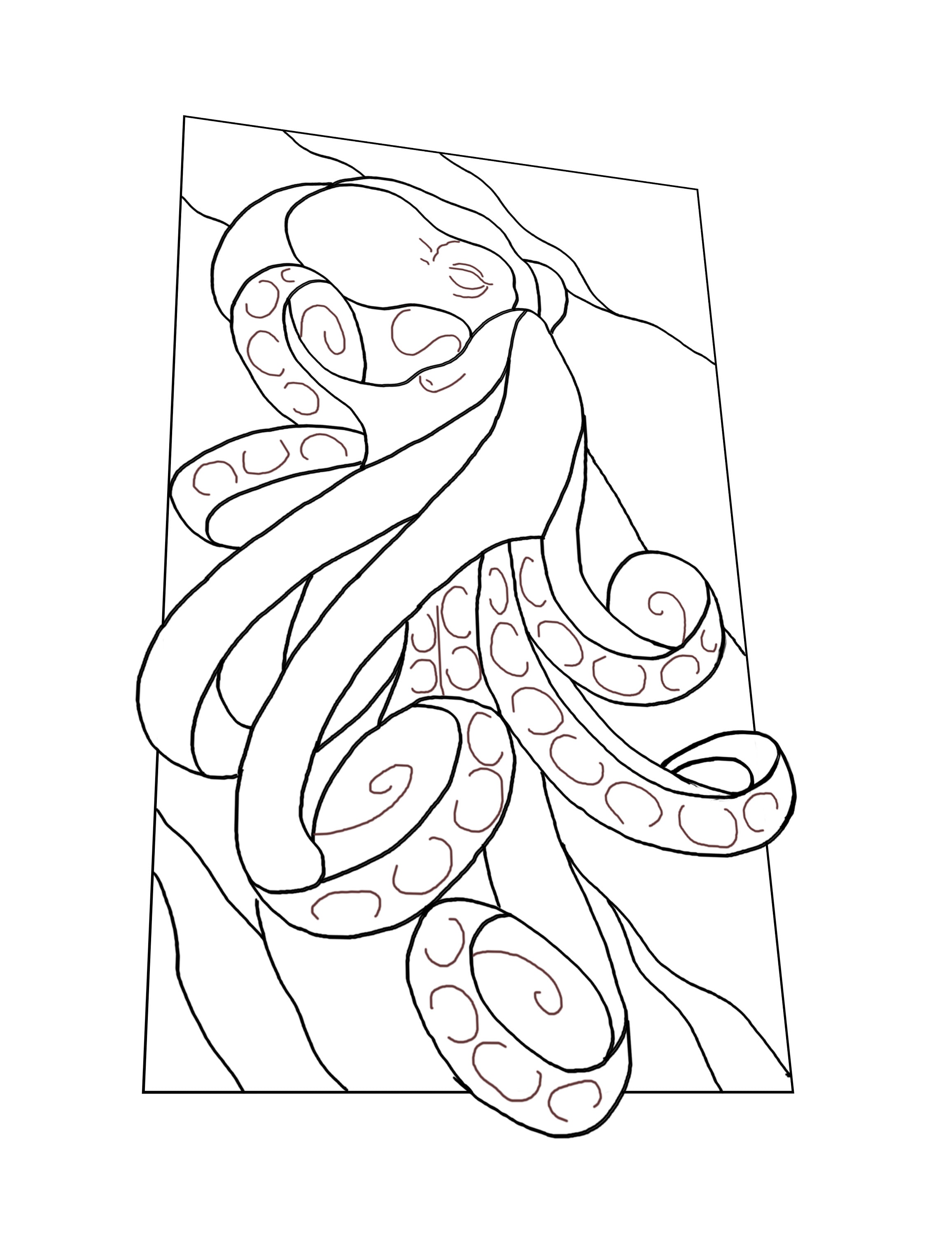 Digital Pattern Octopus Stained Glass Window Panel - Etsy
