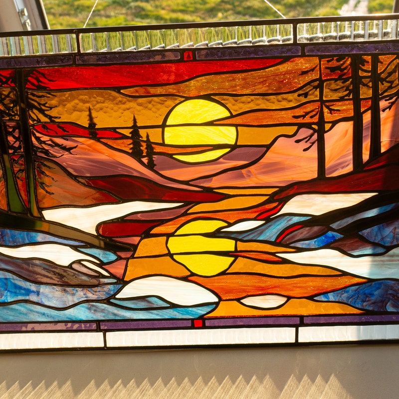 Stain Glass Panel Sunset - Etsy