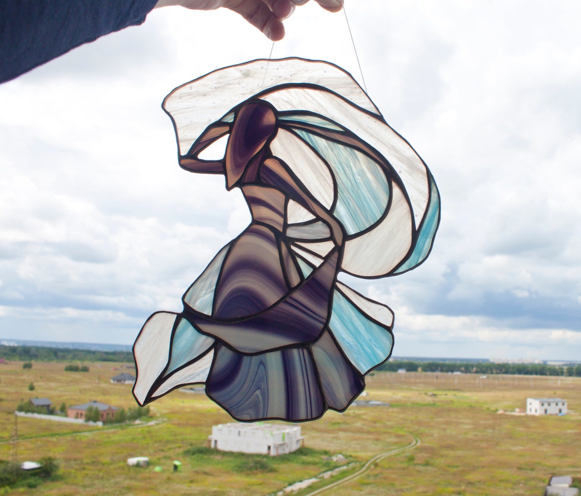 Female Girl Woman Beautiful Dress Dancer Stained Glass Window - Etsy