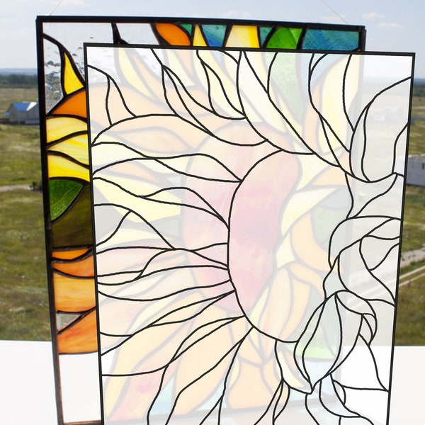 Sunflower Stained Glass Pattern - Etsy