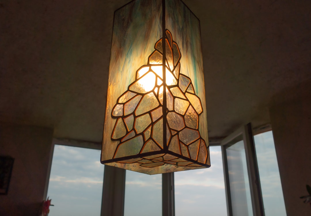 Geometric Rectangular Lamp Stained Glass Window Panel Window - Etsy