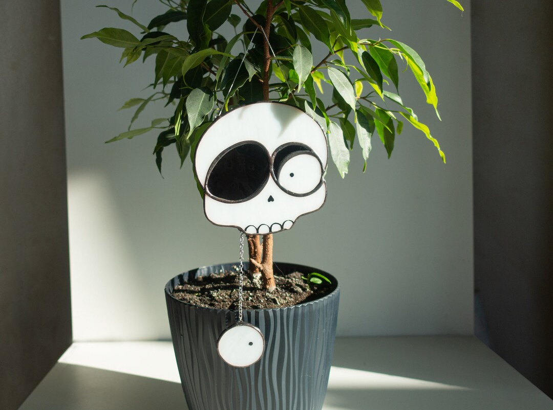 Halloween Skull With a Droopy Eye Stained Glass Window Suncatcher ...