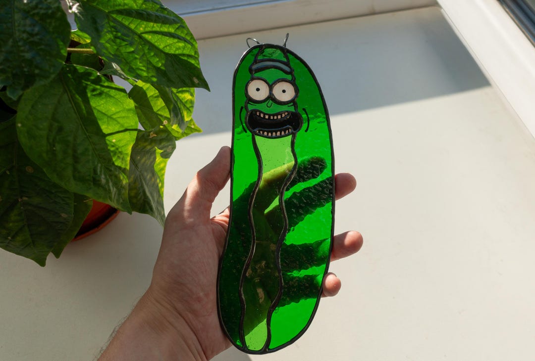 Stained Glass Pickle Suncatcher — Funny Kitchen Window Art, Christmas ...
