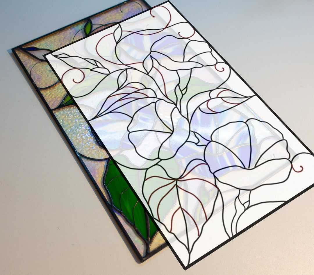 Digital Pattern PSD Morning Glory Stained Glass Window Panel - Etsy