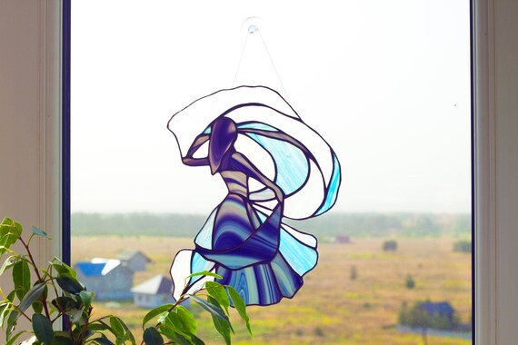 Female Girl Woman Beautiful Dress Dancer Stained Glass Window - Etsy