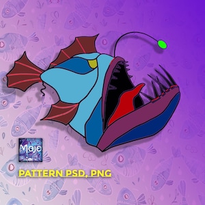 Digital Pattern Fish Angler Stained Glass Window Suncatcher for ...