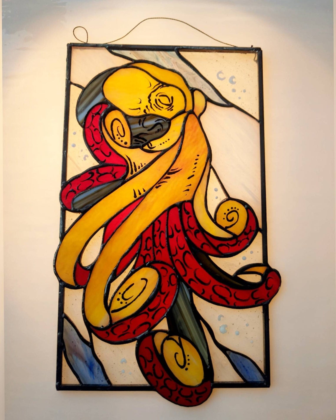 Octopus Stained Glass Window Panel Stained Glass Window | Etsy
