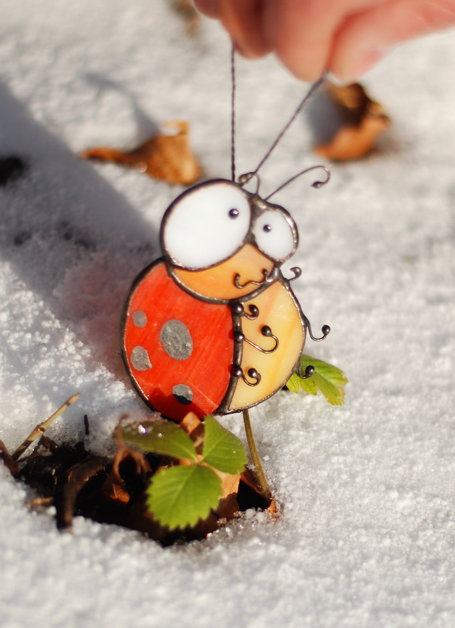 Ladybug Suncatcher Stained Glass Window Panel Stained Glass | Etsy