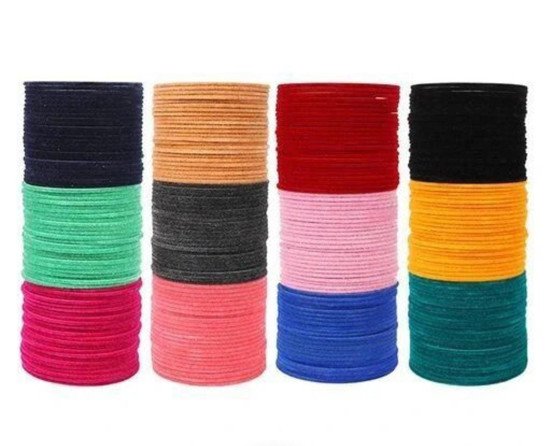 Pack of 24 Velvet Bangle Set Churiya Indian Traditional Jewelry Size 2 ...