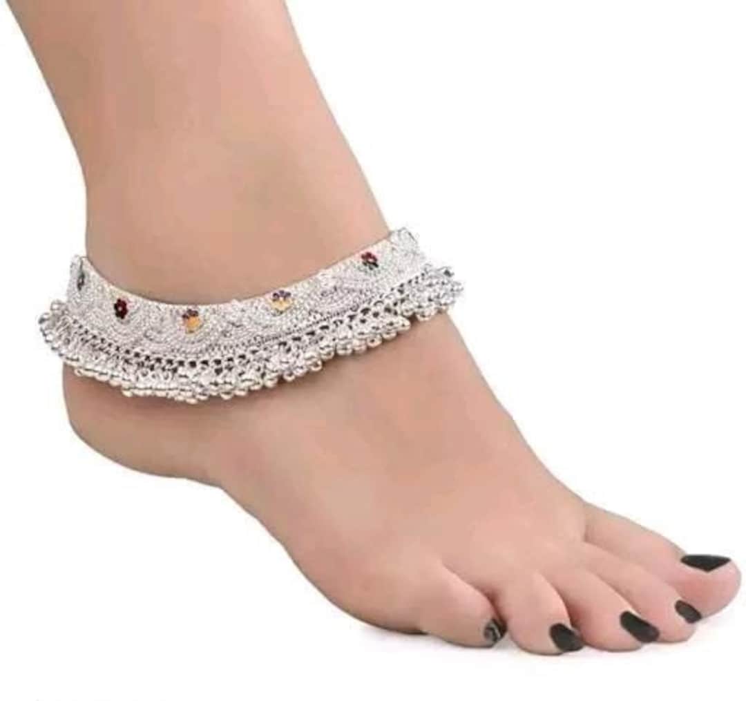 Heavy Silver Polish Screw Silver Plated Anklet Pair/ Payal/ Payal ...