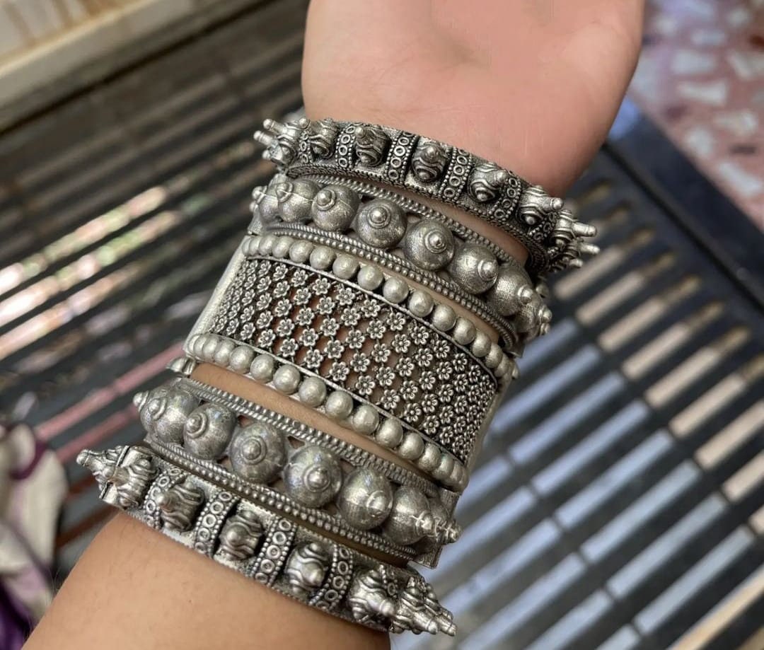 Oxidised Silver Indian Chura Set for Bridesmaid Weddings/ Festive Hand ...