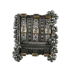 Classy Kolhapur Look Blackpolish Silver Plated Bracelet/ Indian Bangle ...