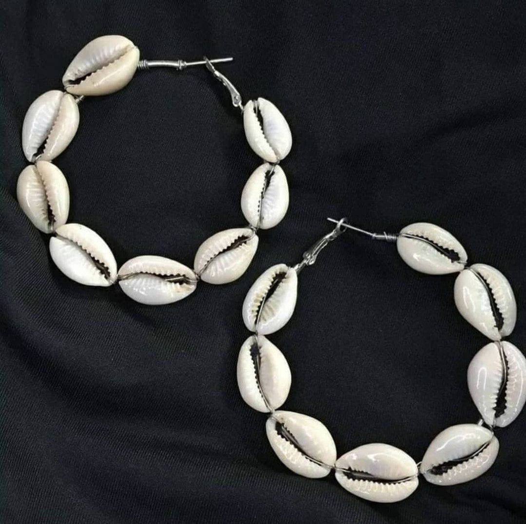 Indian Traditional White Kodi Shell Oxidized Hoop Jewelry - Etsy