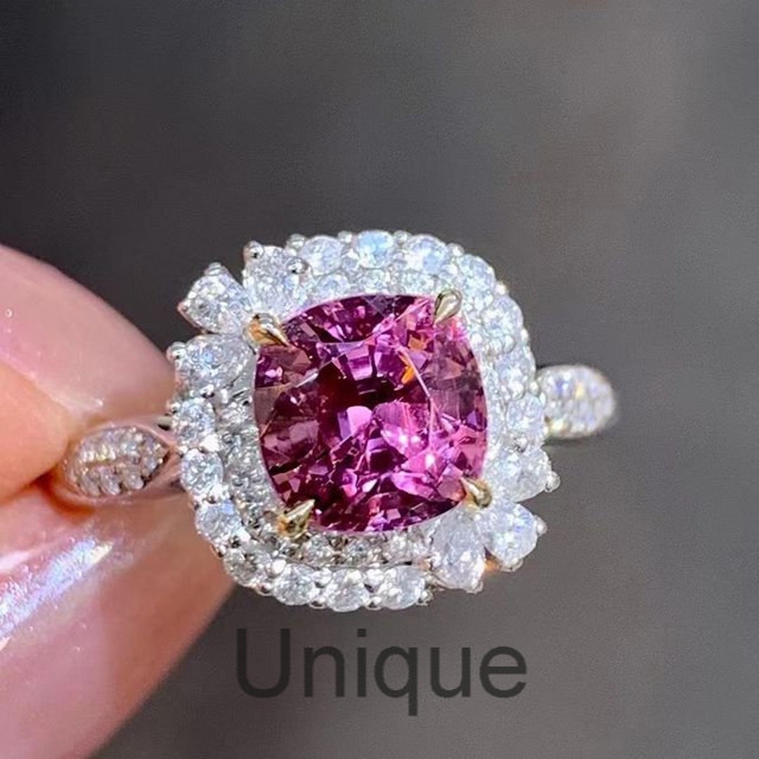 Unique Pink Spinel Gemstone Ring, Cushion Spinel Solitaire Ring, Spinel ...