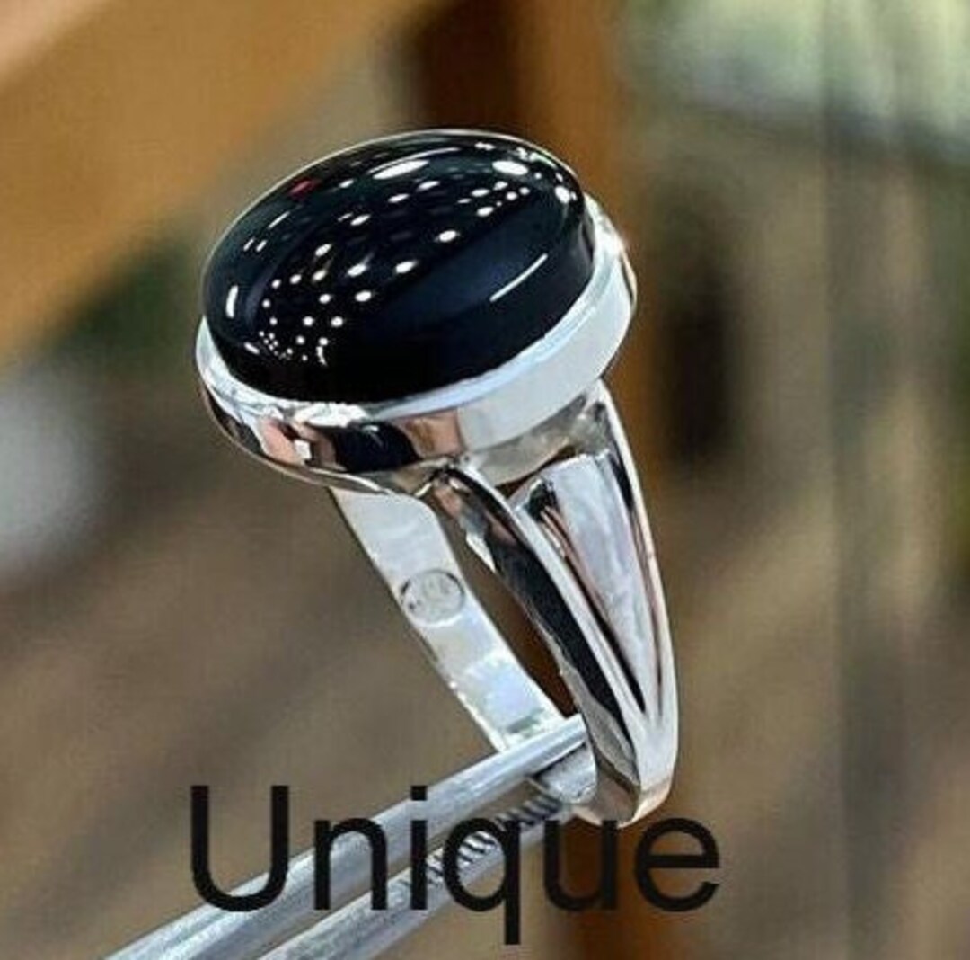 Natural Sulemani Hakik Ring, Black Aqeeq Gemstone Ring, Handmade Ring ...