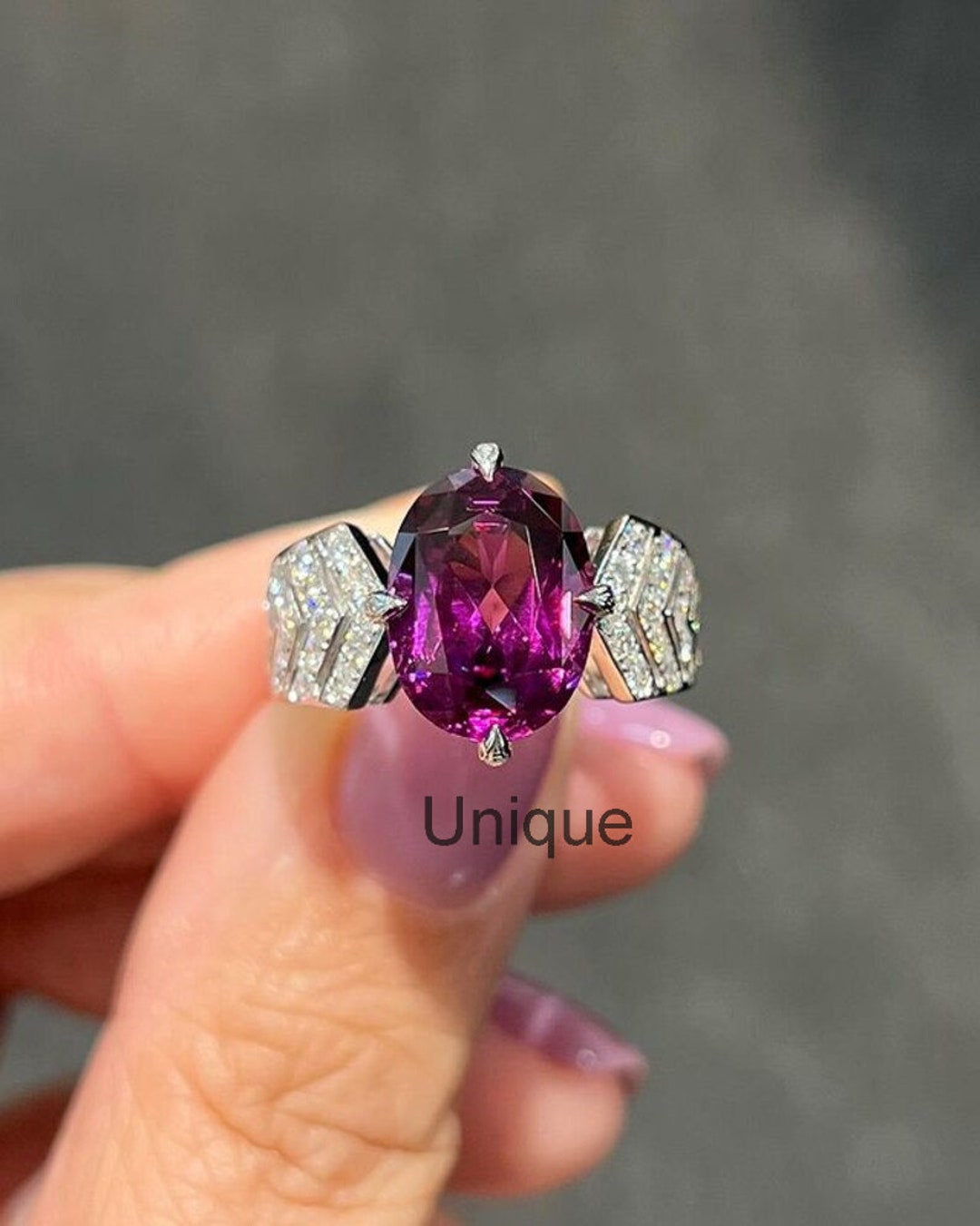 Pink Rhodolite Garnet Ring, Unique Engagement Ring, 1st Anniversary ...
