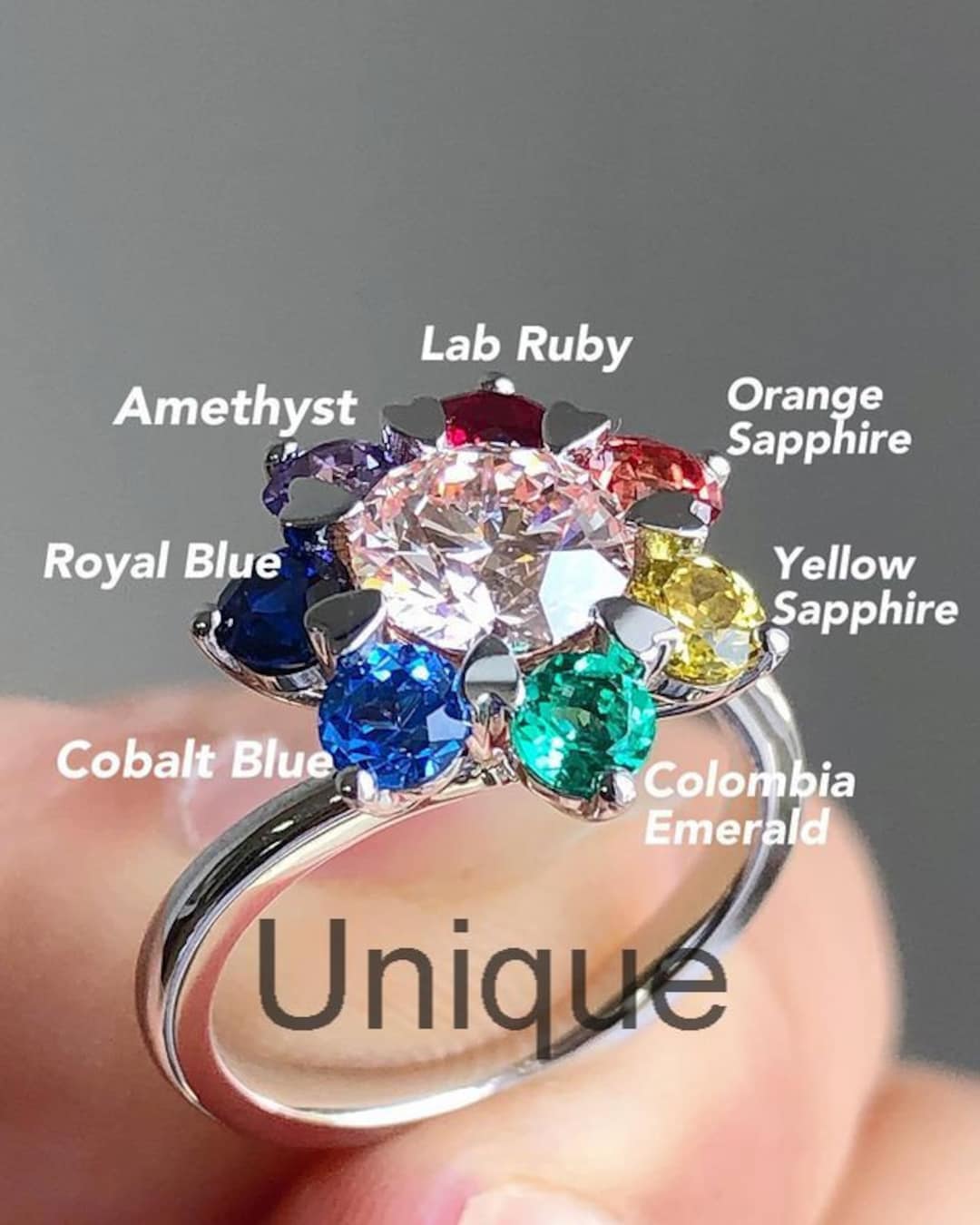 Vintage Multi Gemstone Ring, Handmade 925 Silver Ring, Colorful ...