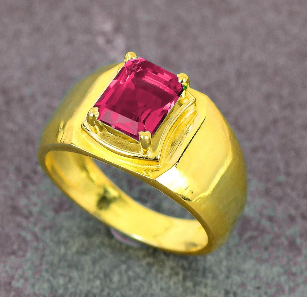 6ct Pink Ruby High Quality Ring for Men, Gemstone 925 Silver Ruby ...