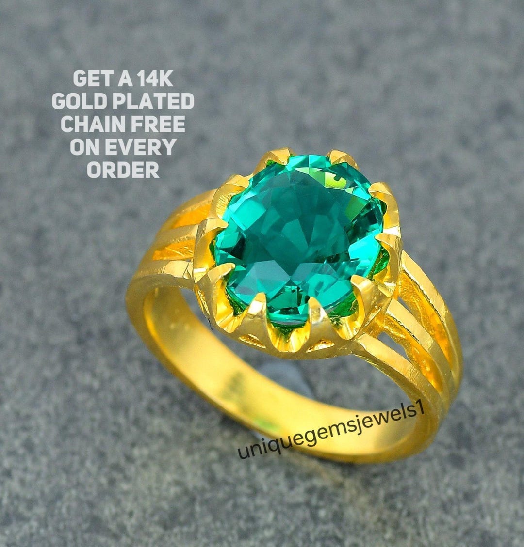 New Design 5ct Lab Green Emerald Man Ring, Man 925 Silver Engagement ...