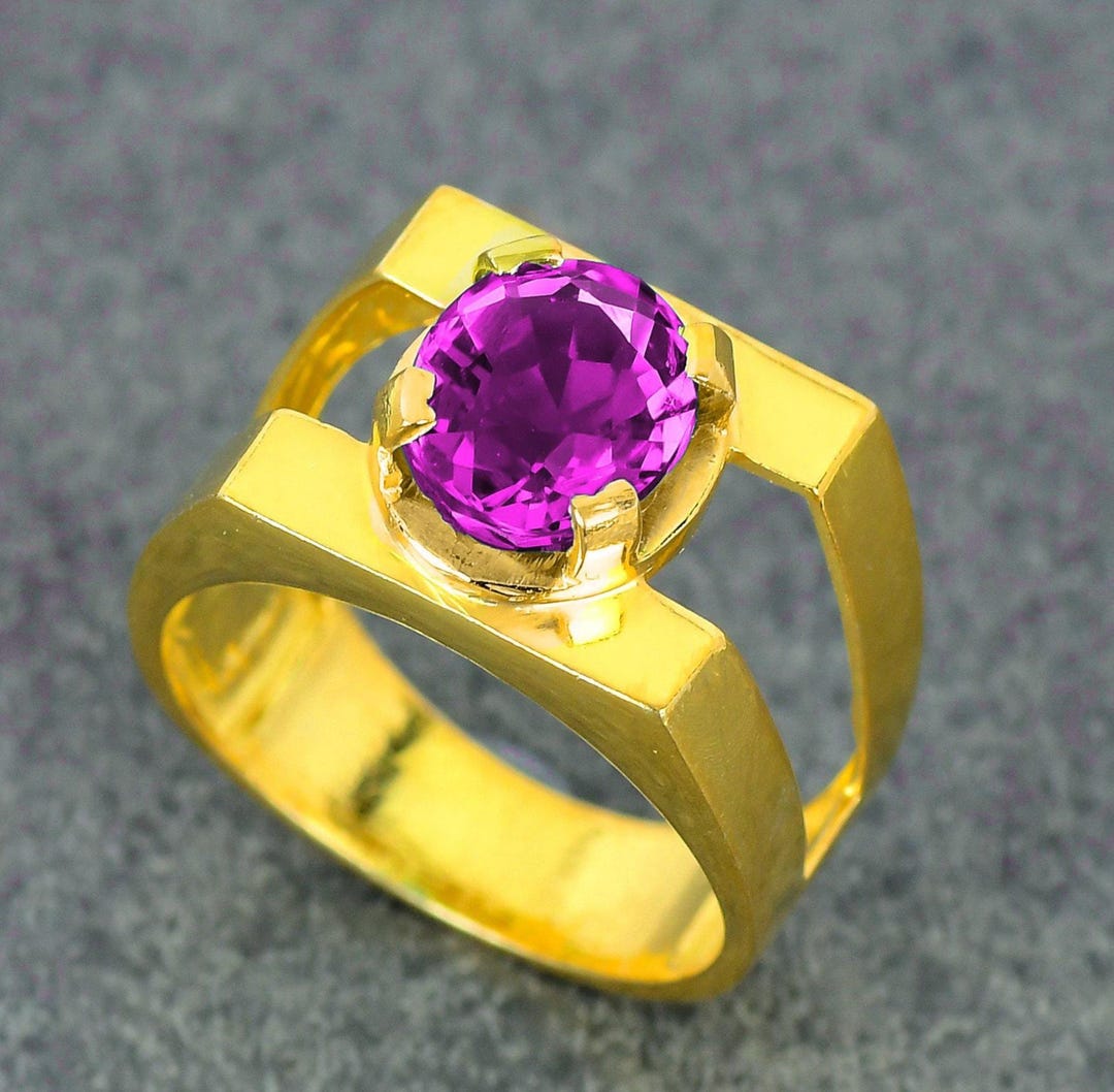 Classic and Beauty Design for Men in Purple Sapphire Gemstone Ring ...