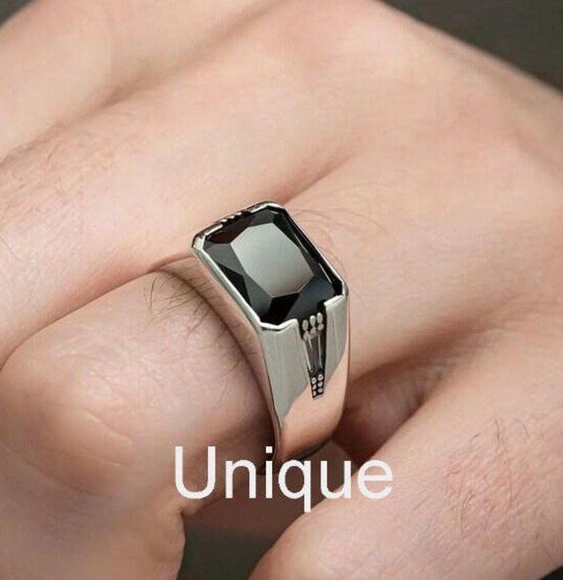 Natural Black Hakik Gemstone Ring, Sulemani Aqeeq Silver Ring, Man ...