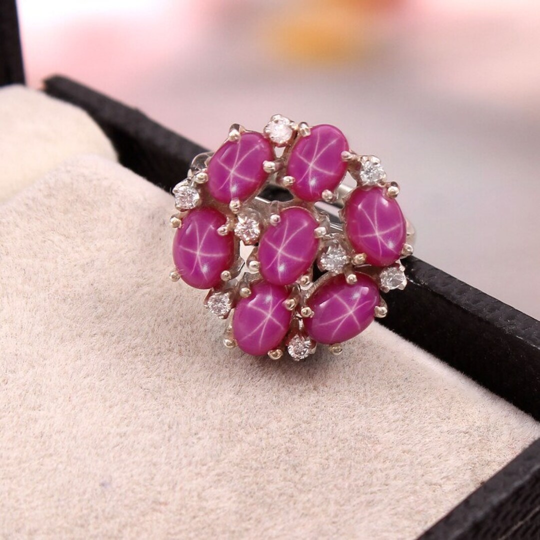 Genuine Pink Lindy Star Ring Sapphire Promise Ring Women - Etsy