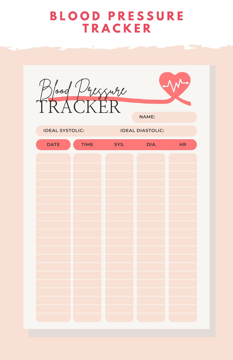 Blood Pressure Tracker Log Printable - Etsy