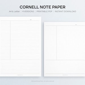 Cornell Note Paper Printable | A4&letter Cornell Paper, Cornell Notes ...