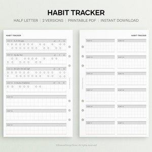 30 Day Habit Tracker Printable Half Letter Habit Tracker, Goal Tracker ...