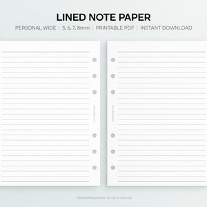 Lined Note Paper Printable | Personal Wide Lined Paper, Lined Notes ...