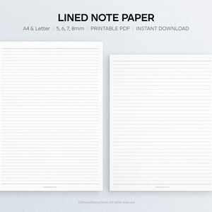 Lined Note Paper Printable | A4 & Letter Lined Paper, Lined Notes ...
