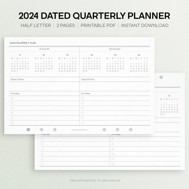 Quarterly Calendar - Etsy