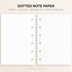 Dotted Note Paper Printable | Pocket Dotted Paper, Dotted Notes ...