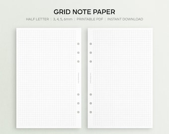 Grid Note Paper Printable Personal Grid Paper, Grid Notes, Writing ...