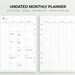 Undated Monthly Planner Printable Half Letter Monthly, Month on Two ...