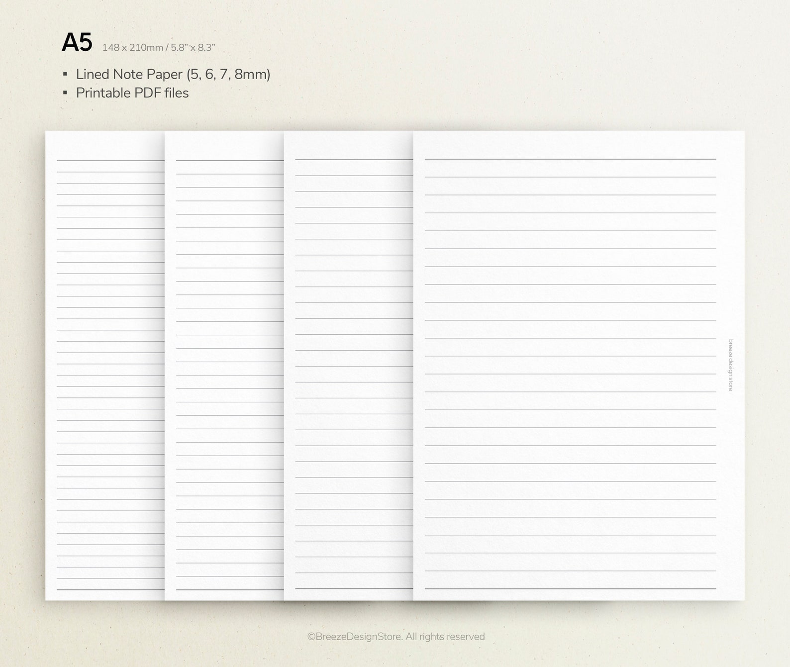 Note Paper Bundle Printable A5 Paper Bundle, Note Bundle, Writing Paper ...