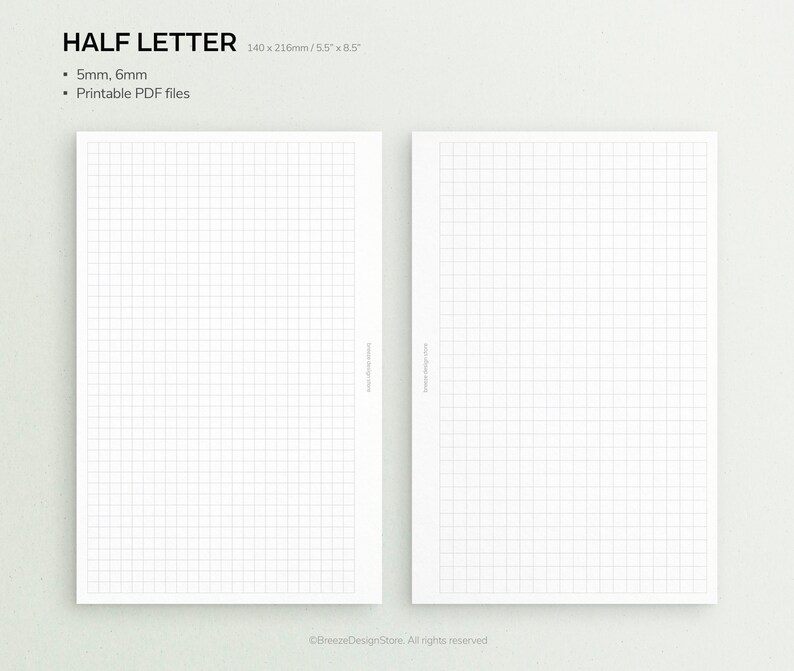 Grid Note Paper Printable | Half Letter Grid Paper, Grid Notes, Writing ...