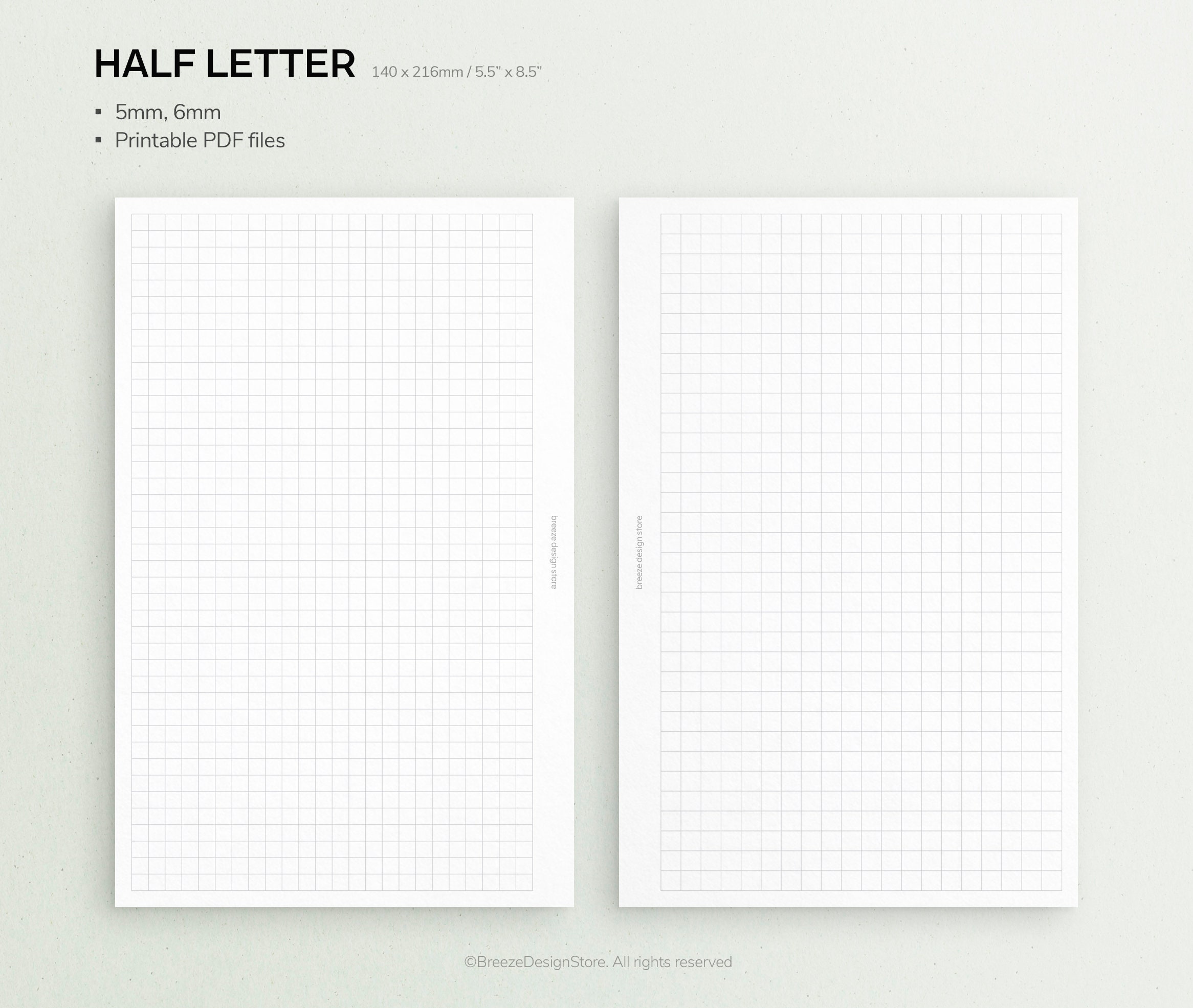 Grid Note Paper Printable | Half Letter Grid Paper, Grid Notes, Writing ...
