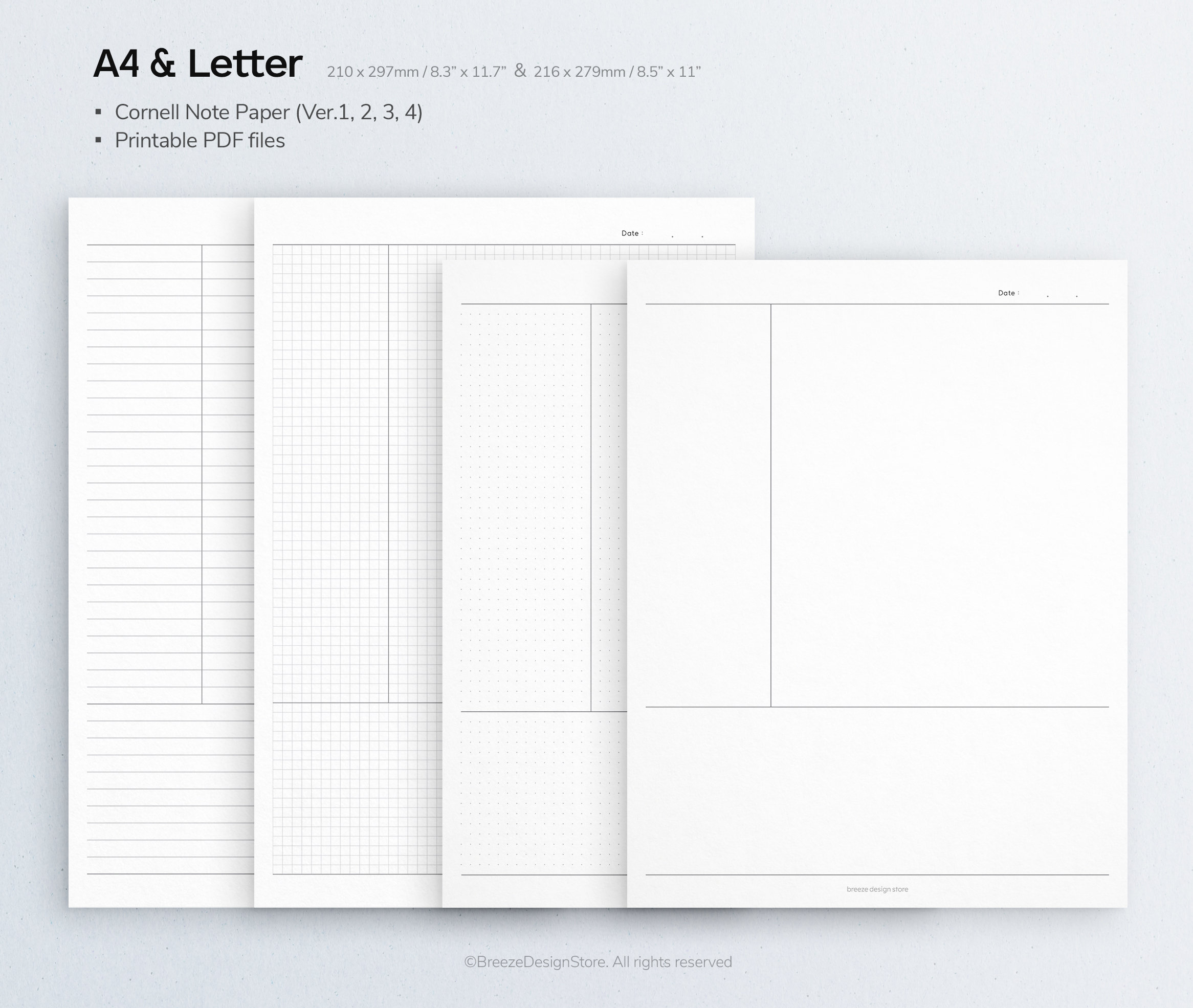 Note Paper Bundle Printable A4&letter Paper Bundle, Note Bundle ...