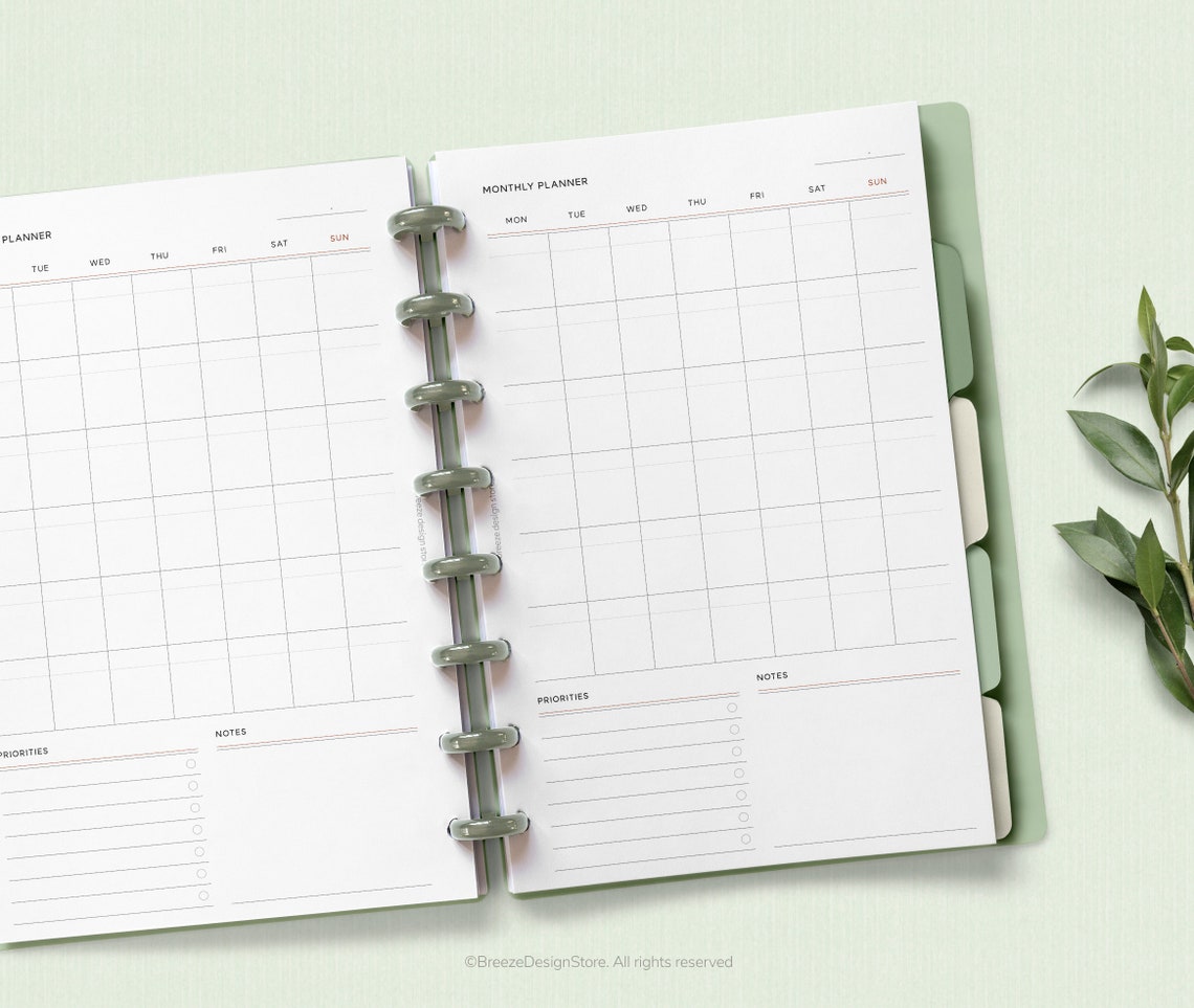 Undated Monthly Planner Printable Half Letter Monthly Printable, Month ...