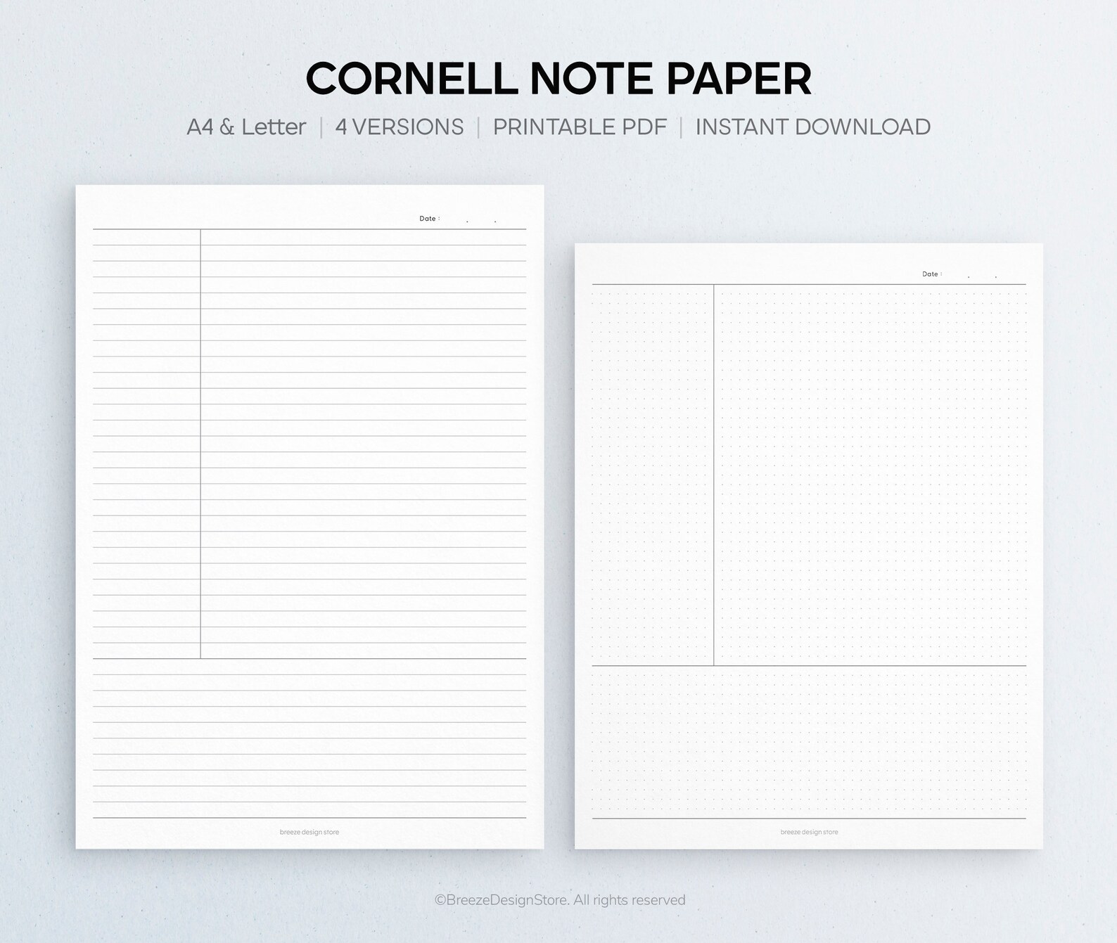 Cornell Note Paper Printable | A4&letter Cornell Paper, Cornell Notes ...