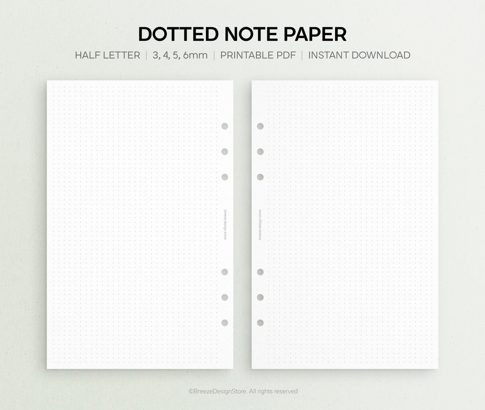 Dotted Note Paper Printable | Half Letter Dotted Paper, Dotted Notes ...