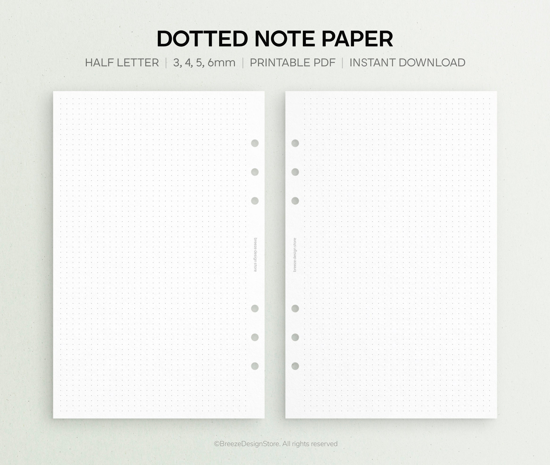 Dotted Note Paper Printable | Half Letter Dotted Paper, Dotted Notes ...